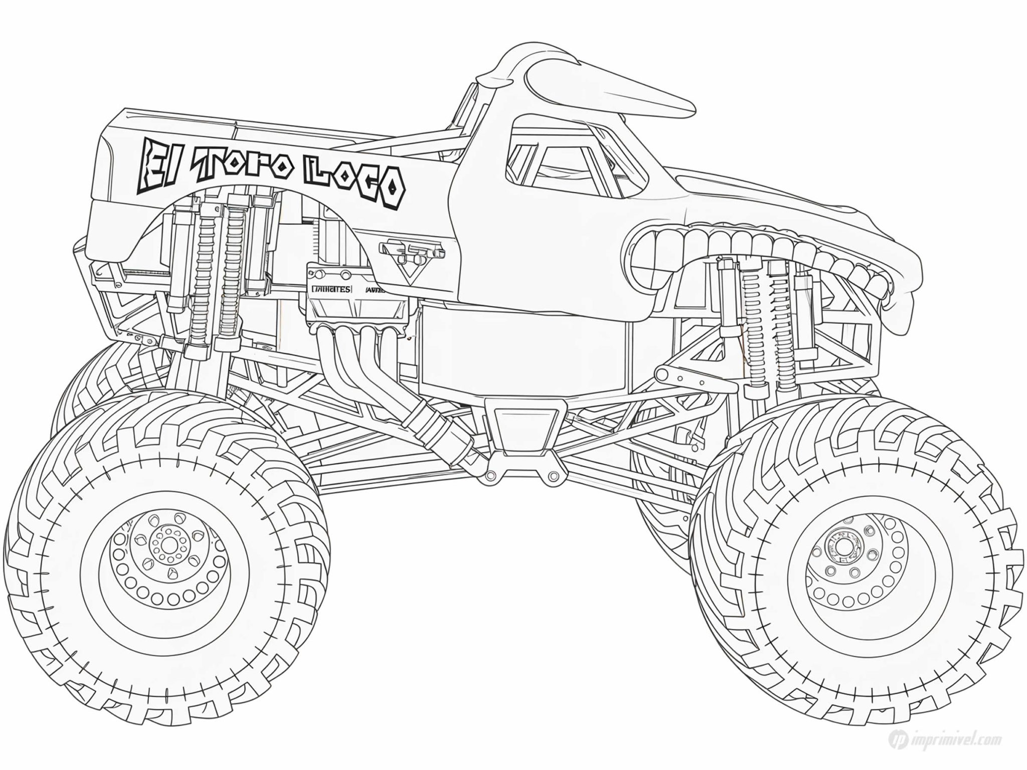 El Toro Loco Monster Jam Coloring Pages - Imprimivel