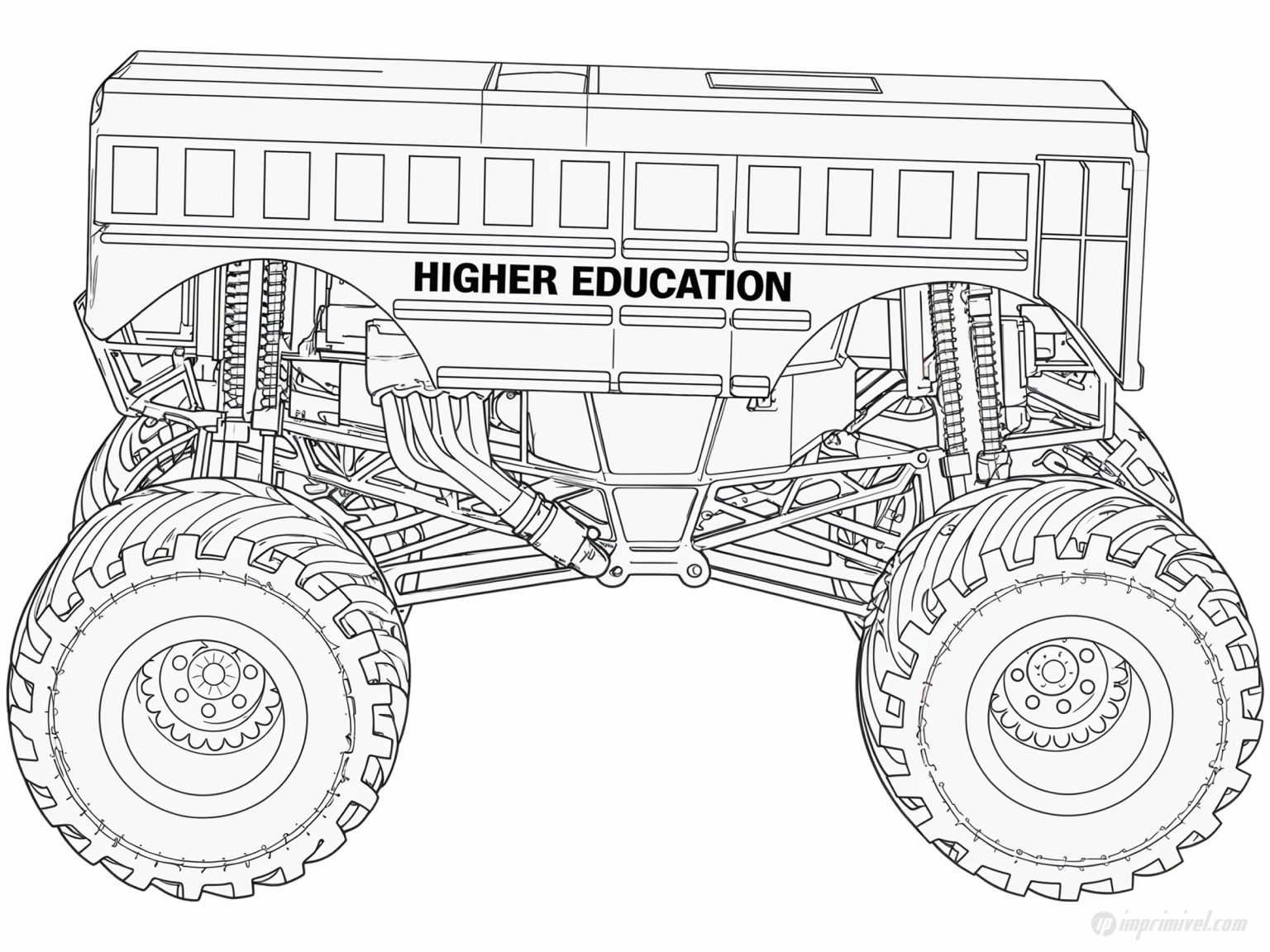 Higher Education Monster Jam Coloring Page for Kids