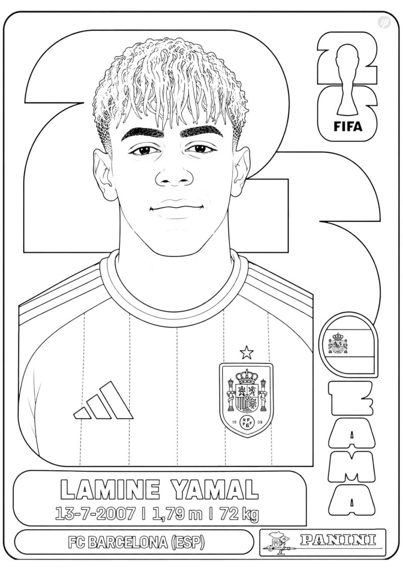 Lamine Yamal World Cup 2026 Sticker Coloring Page